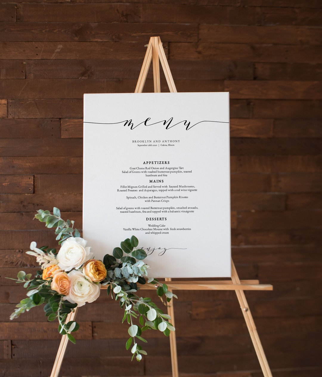 Wedding Menu Sign, Printable Wedding Menu Poster, Wedding Menu Board ...