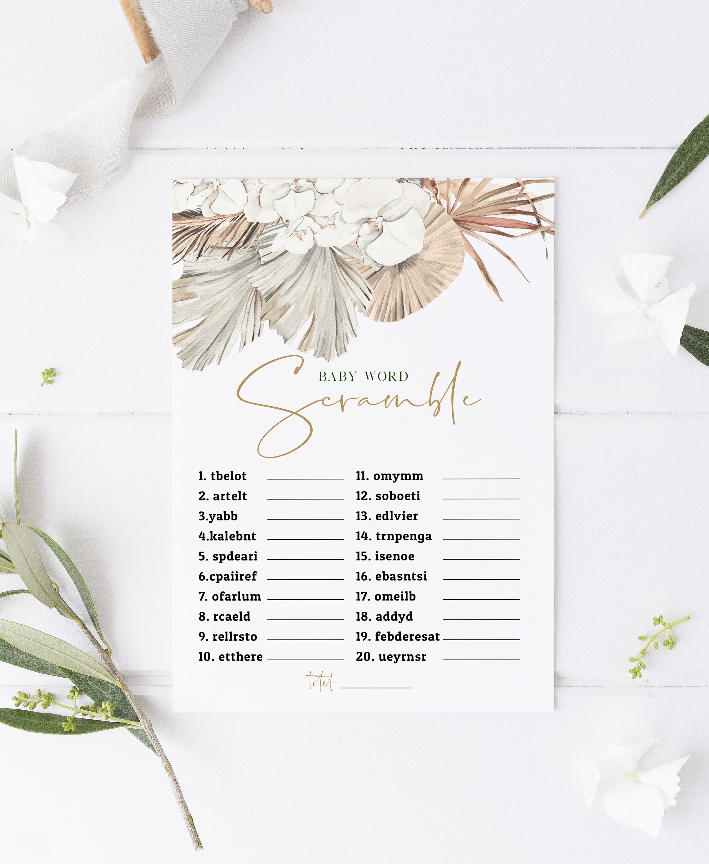 Boho Baby Word Scramble Game Baby Shower Game Editable | Etsy