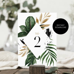 Printable Table Numbers, Tropical Table Numbers, 5x7, 4x6, Table ...