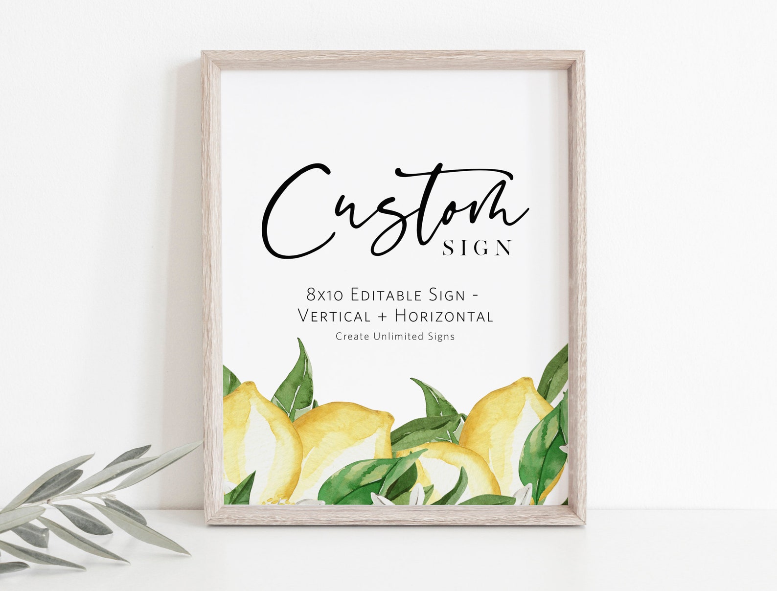 Lemon Custom Sign, (portrait and Landscape), Editable Sign Template ...