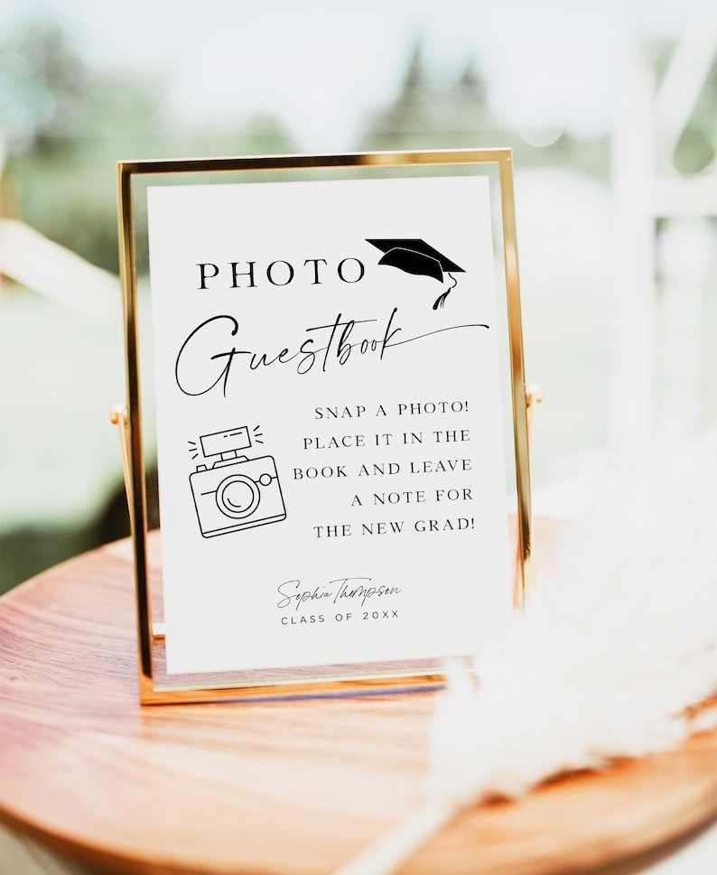 Graduation Photo Guest Book Sign, Grad Photo Guestbook Sign, Photo ...