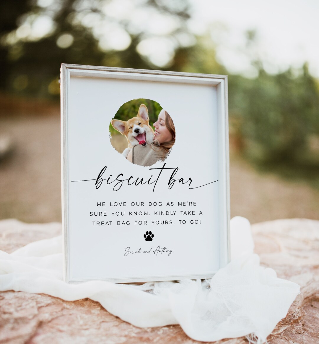 Biscuit Bar Sign, Dog Treat Favor Sign, Wedding Favor Sign, Pet Biscut ...