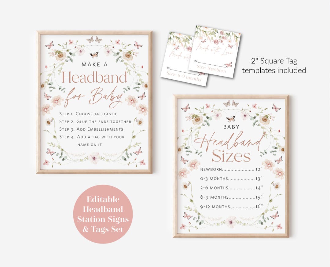 Headband Station Set With Signs and Tags, Wildflower Headband Signs ...