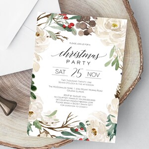 Rustic Christmas Party Invitation, Printable Christmas Invitation ...