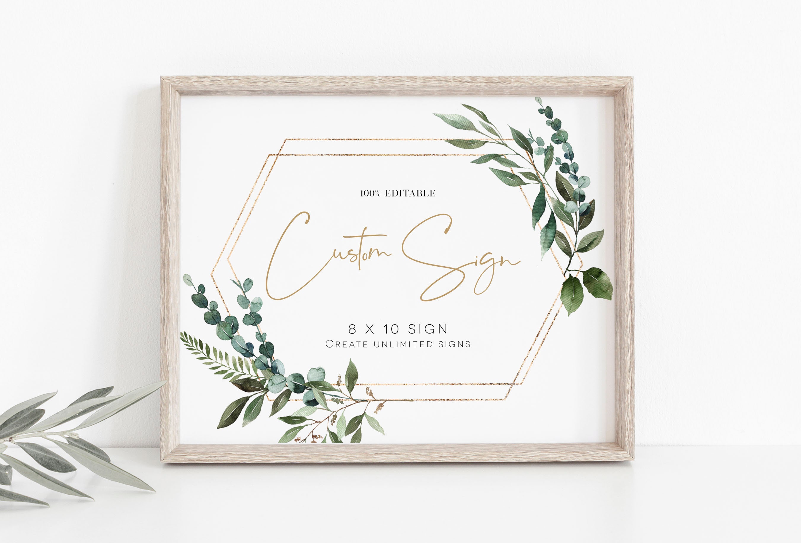 Greenery Custom Sign portrait and Landscape Editable Sign | Etsy