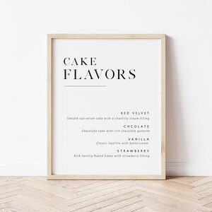 Cake Flavors Sign, Minimalist Desserts Sign, Printable Dessert Bar Sign ...