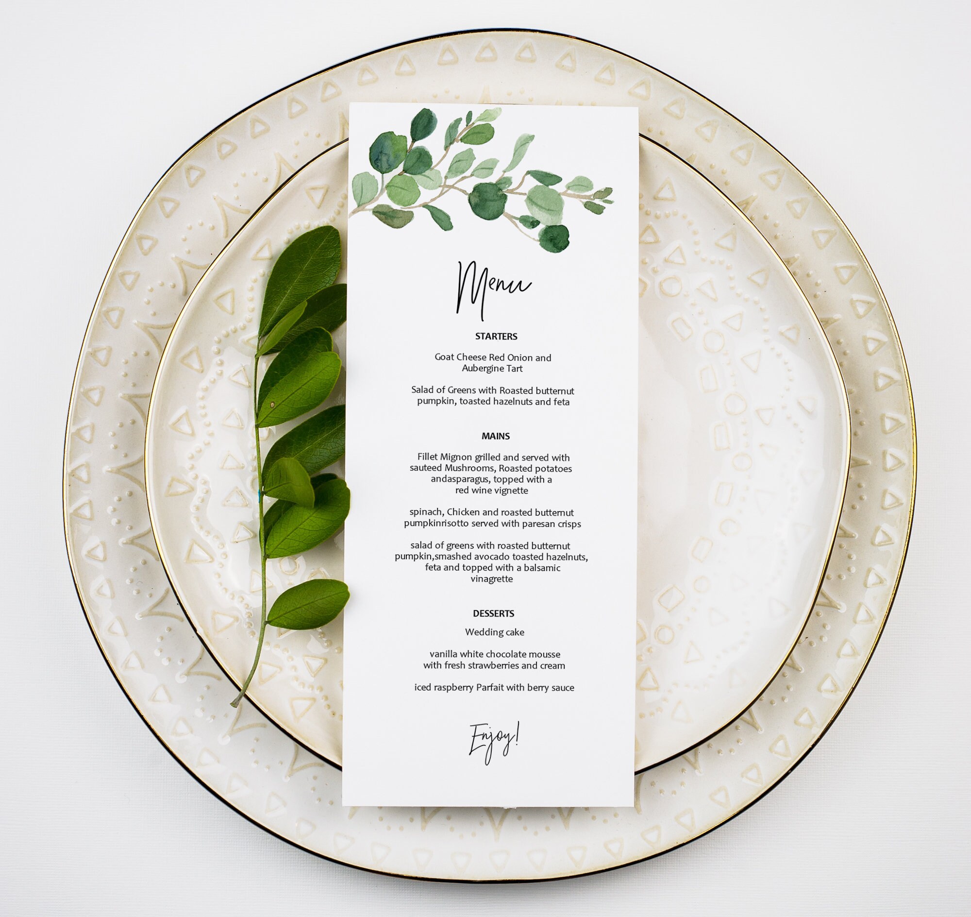 Greenery Menu Template Menu Card Printable Greenery Menu | Etsy