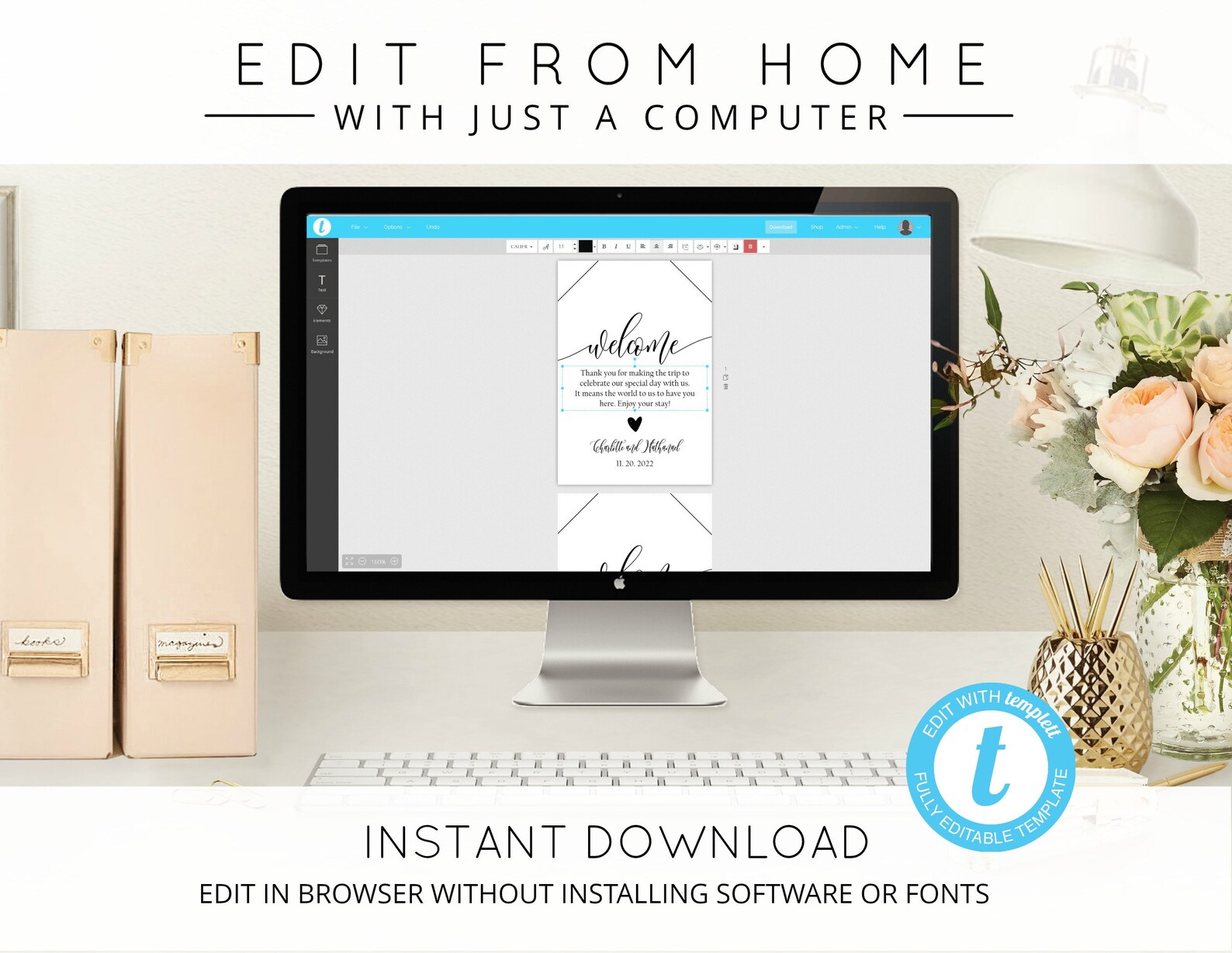 Wedding Welcome Tags Large Printable Welcome Tag Template - Etsy