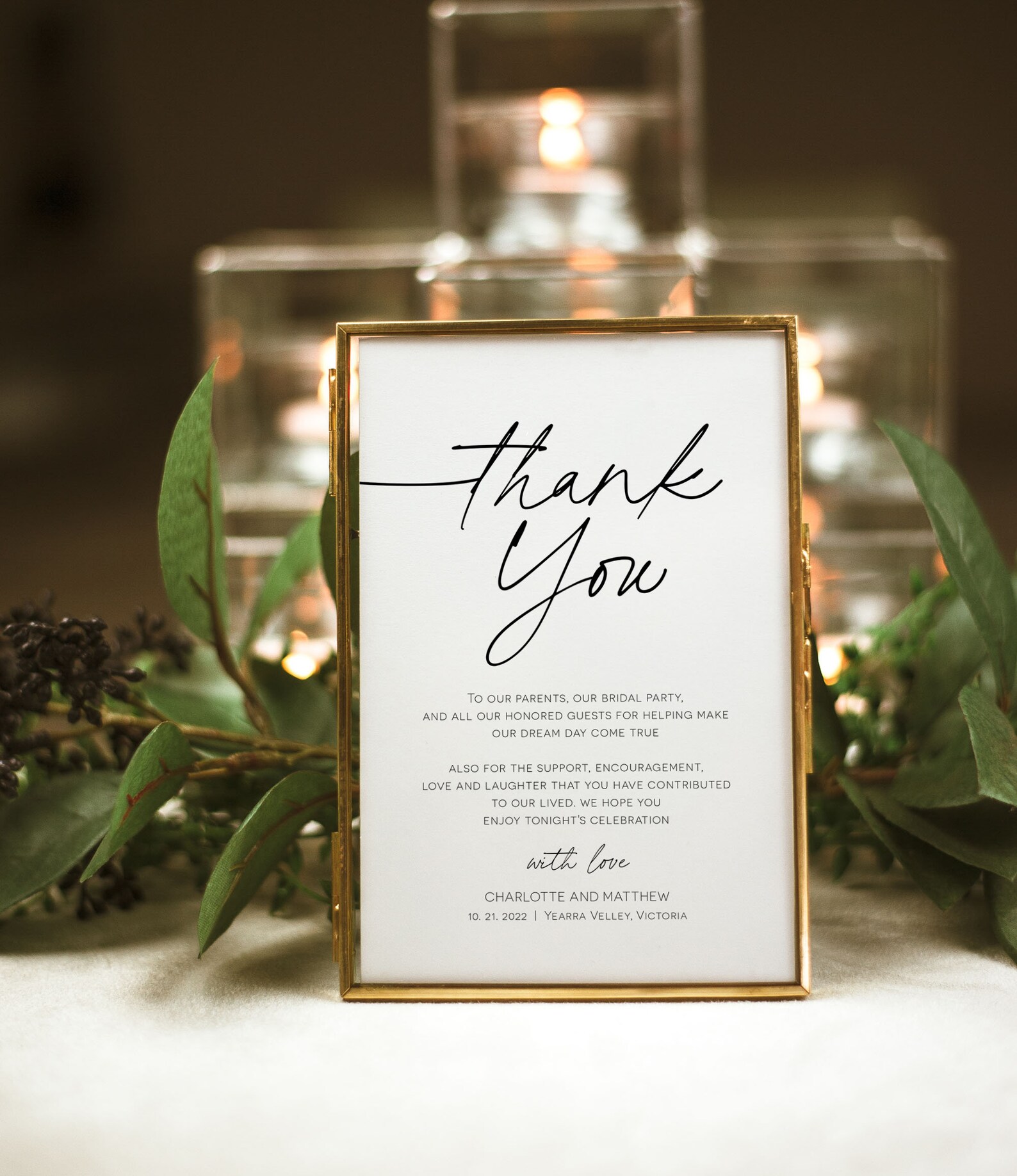 Modern Wedding Thank You Note, Printable Thank You Card Template ...