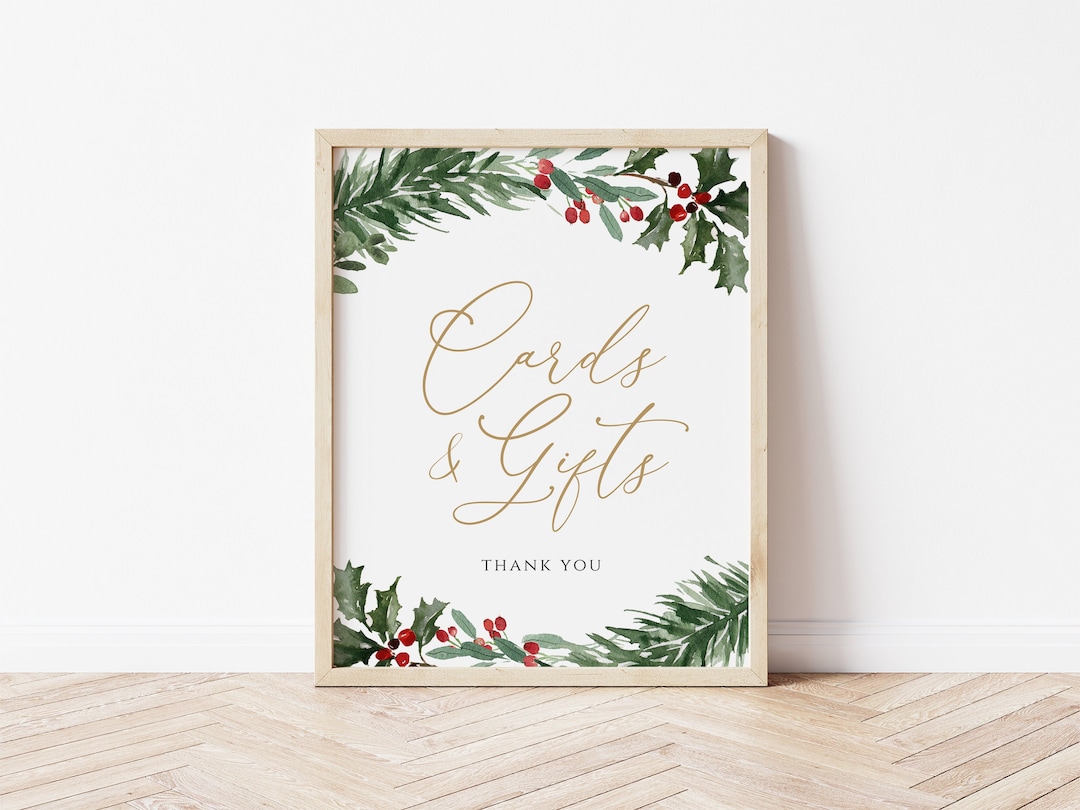 Cards and Gifts Sign, Christmas Cards Sign, Gifts Table Sign, Books and ...