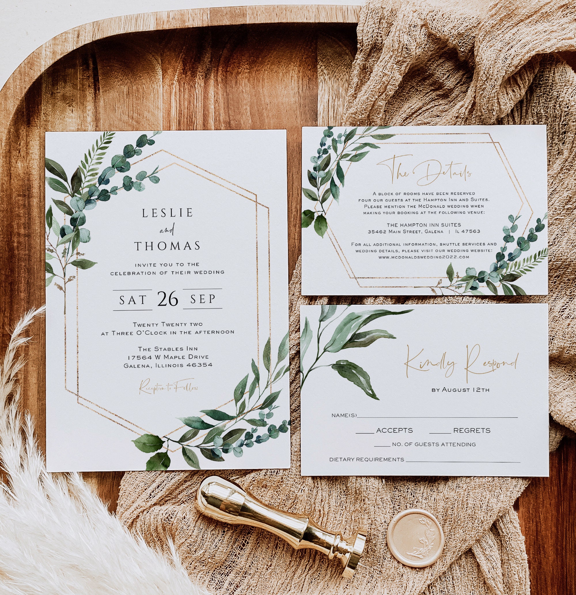 Greenery Wedding Invitation Template, Printable Wedding Invitation ...