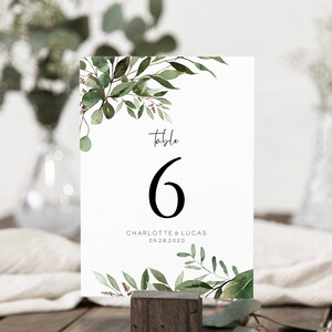 Greenery Table Numbers, Printable Table Numbers Template, Geometric ...