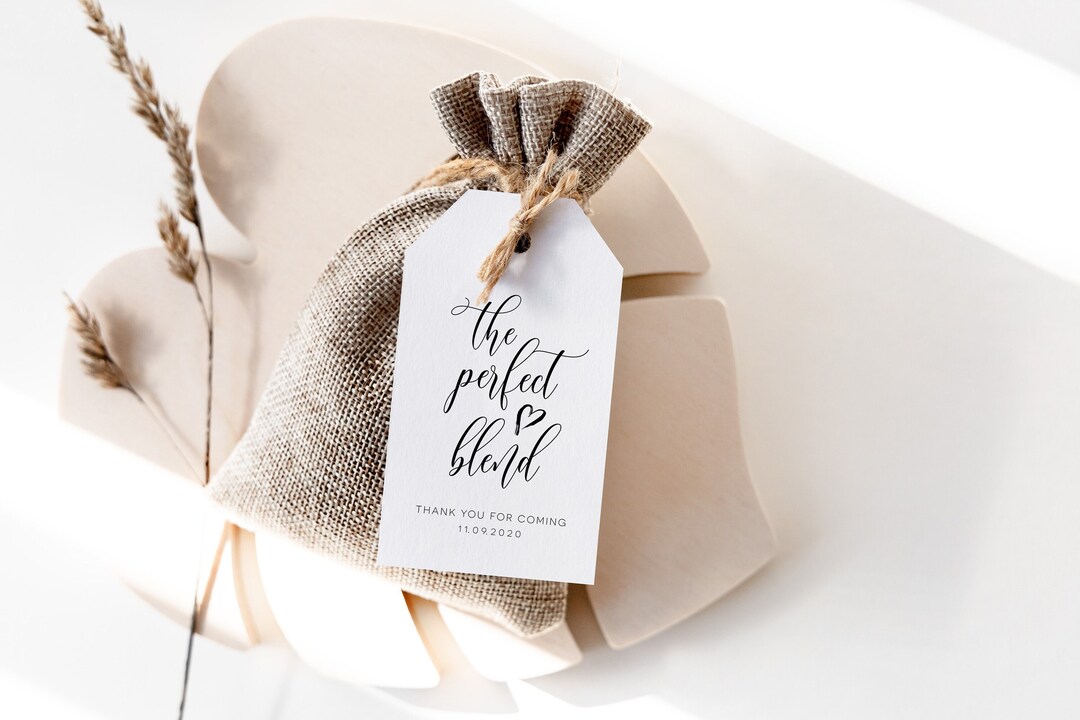 The Perfect Blend Favor Tag, Wedding Favor Tag, Coffee Favor Tag, Edit ...