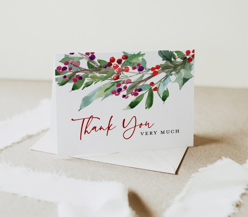 Christmas Thank You Card Template Thank You Card Printable - Etsy