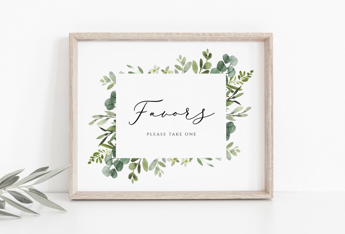 Wedding Favor Sign Greenery Favor Sign Template Printable - Etsy