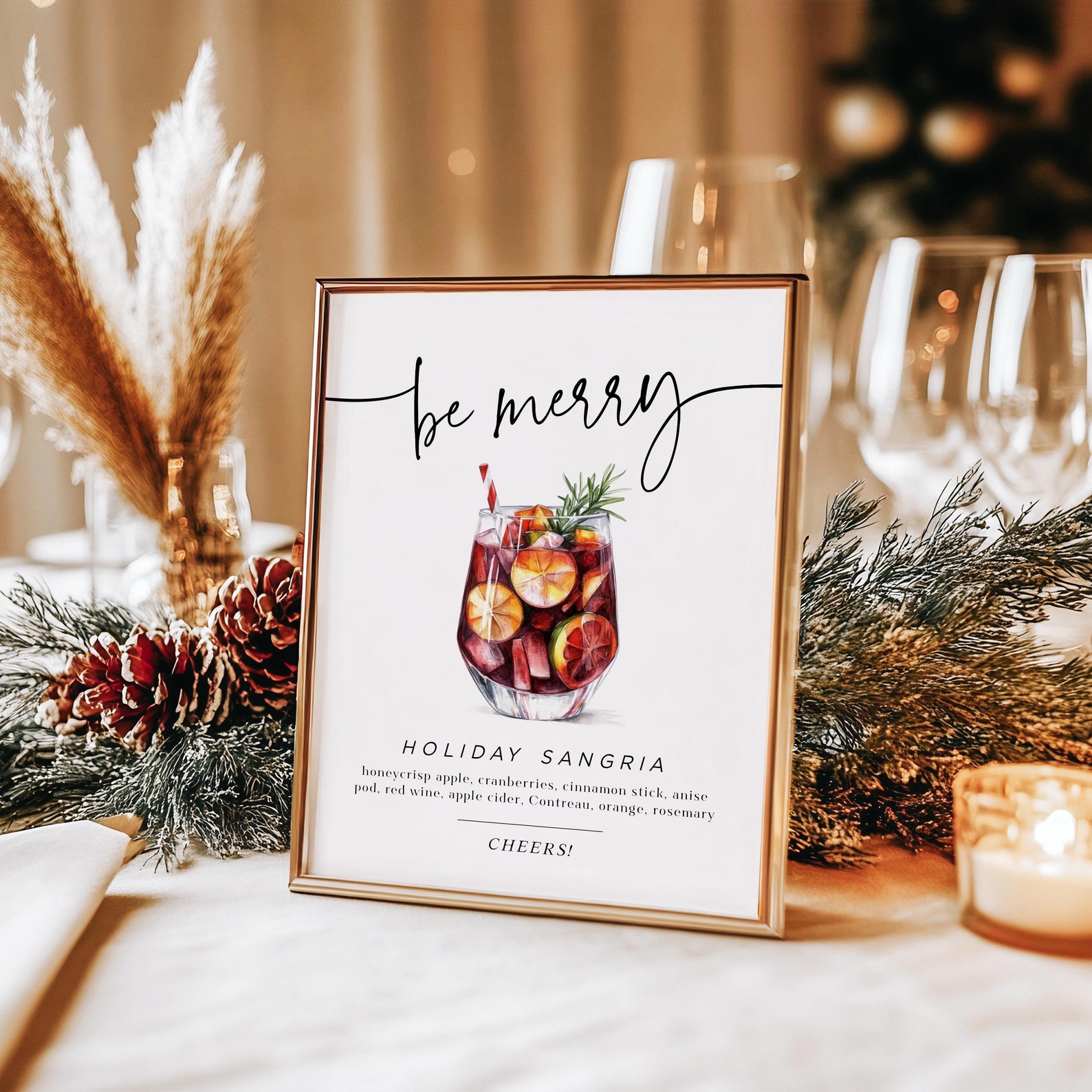 Christmas Cocktail Bar Sign, Holiday Drink Menu Template, Signature ...