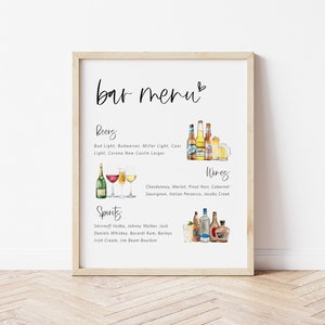 Minimalist Drinks Sign, Printable Bar Menu Template, Editable Bar Sign ...