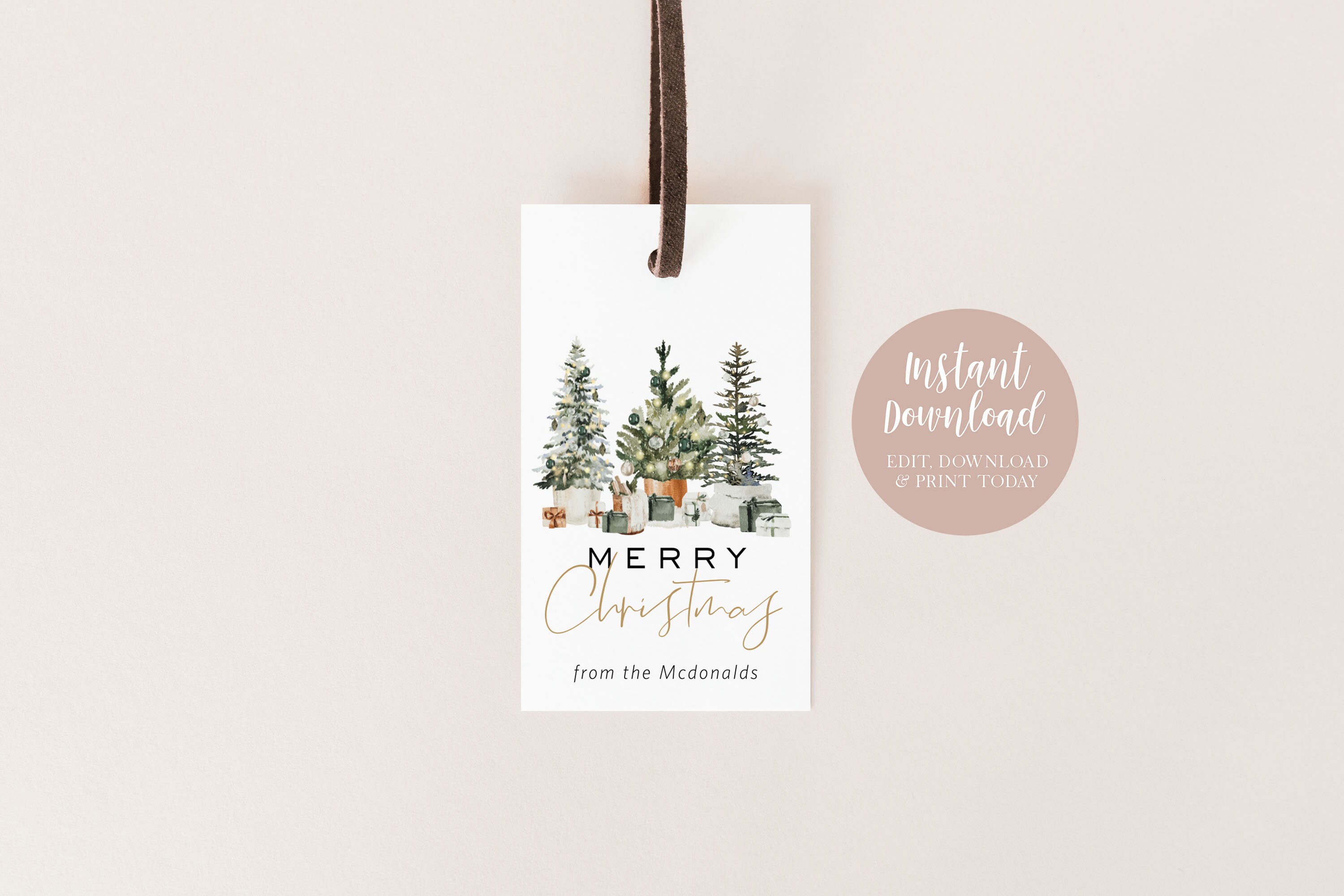 Christmas Trees Tag Christmas Gift Tag Holiday Gift Tag | Etsy