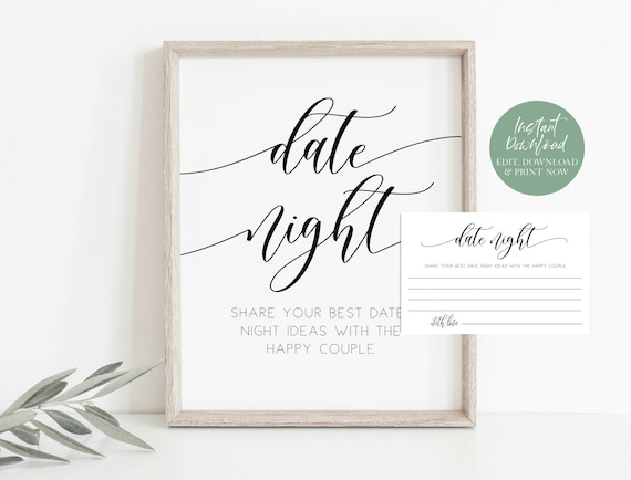 Date Night Ideas Cards Wedding Date Night Advice Date Night | Etsy