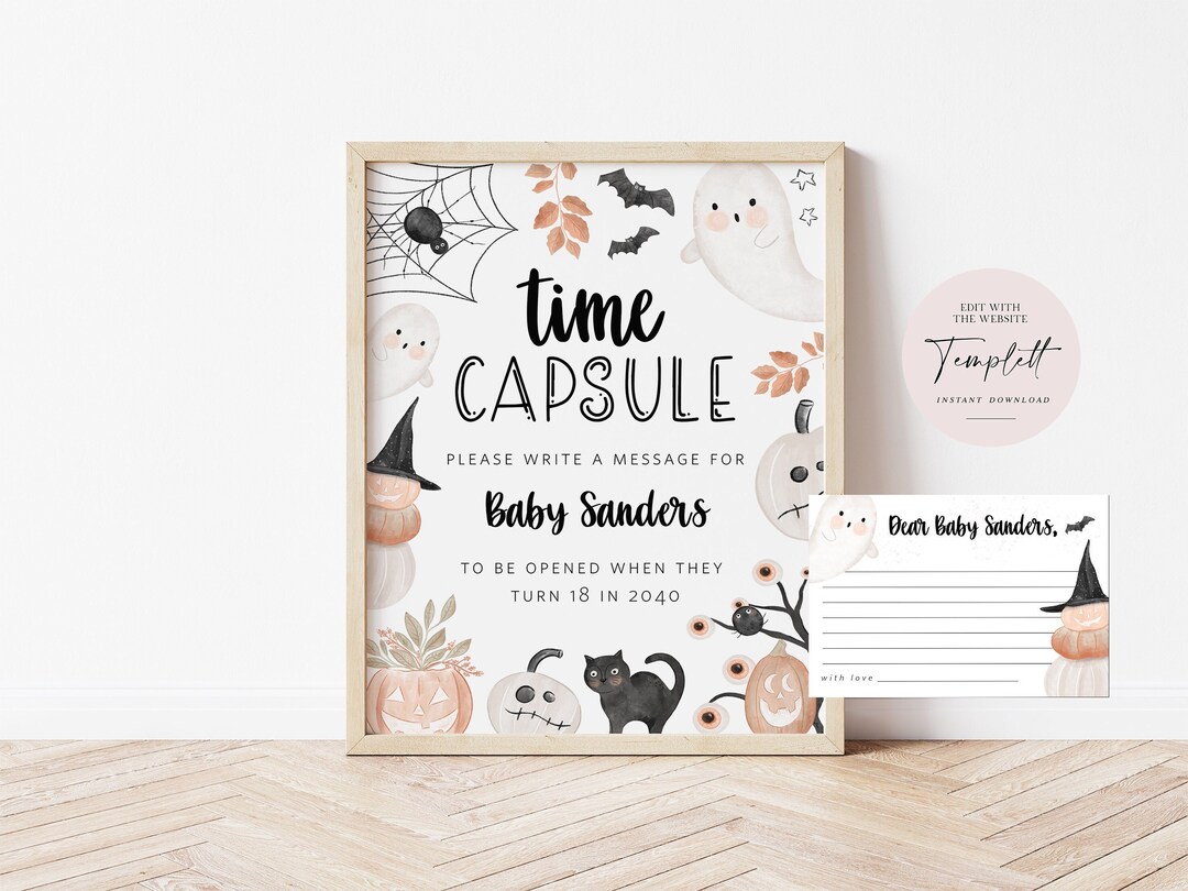 Baby Time Capsule Sign and Note Cards, Printable Time Capsule Writing ...