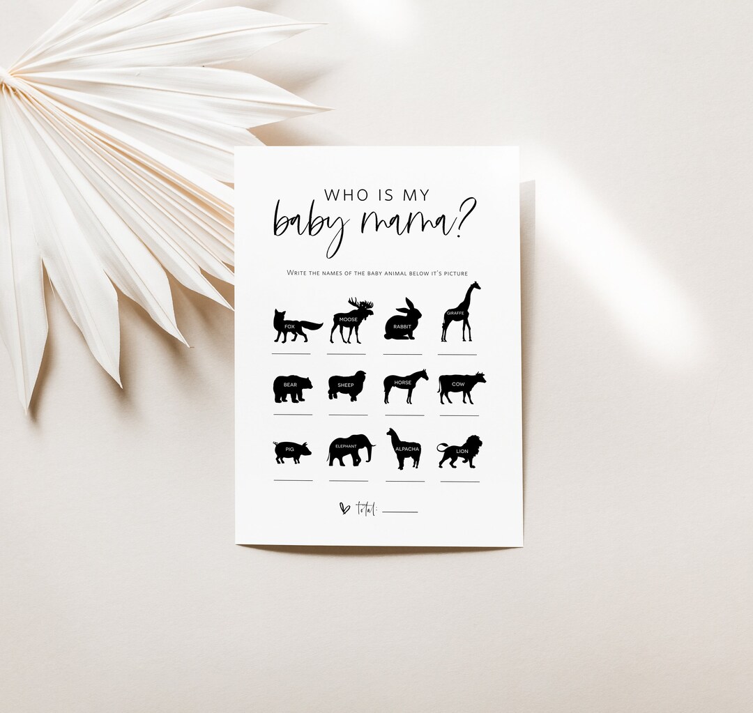 Who's My Mama? Game, Minialist Printable Baby Animals Cards, Guess the ...