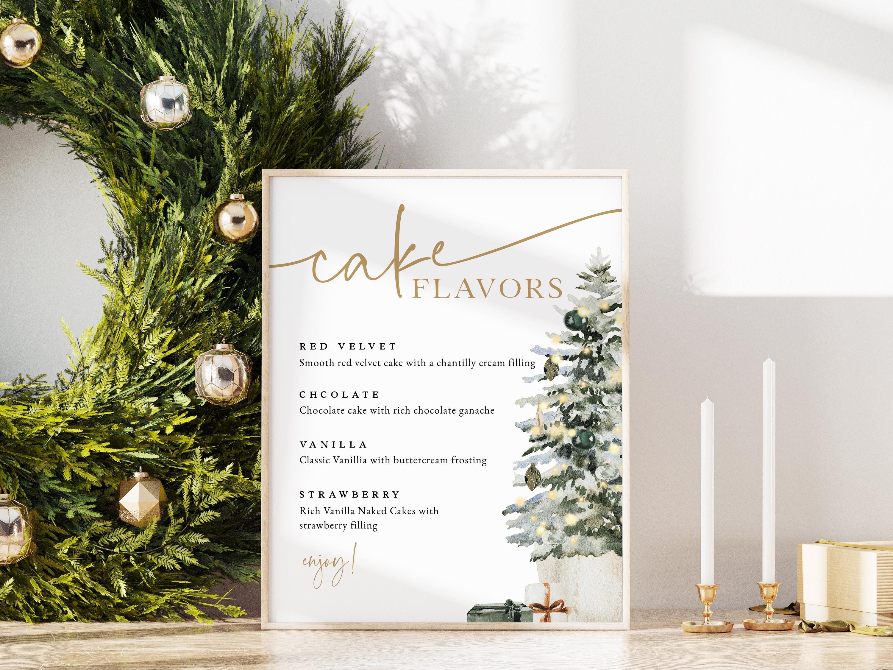 Cake Flavors Sign, Christmas Desserts Sign, Printable Dessert Bar Sign ...