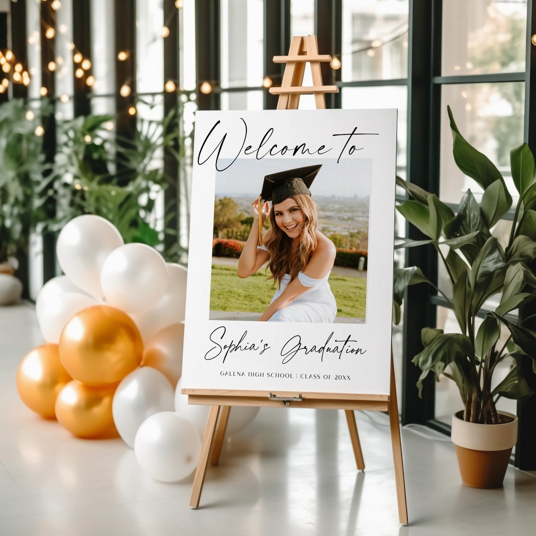 Graduation Welcome Sign, Photo Graduation Poster, Minimalist, College ...