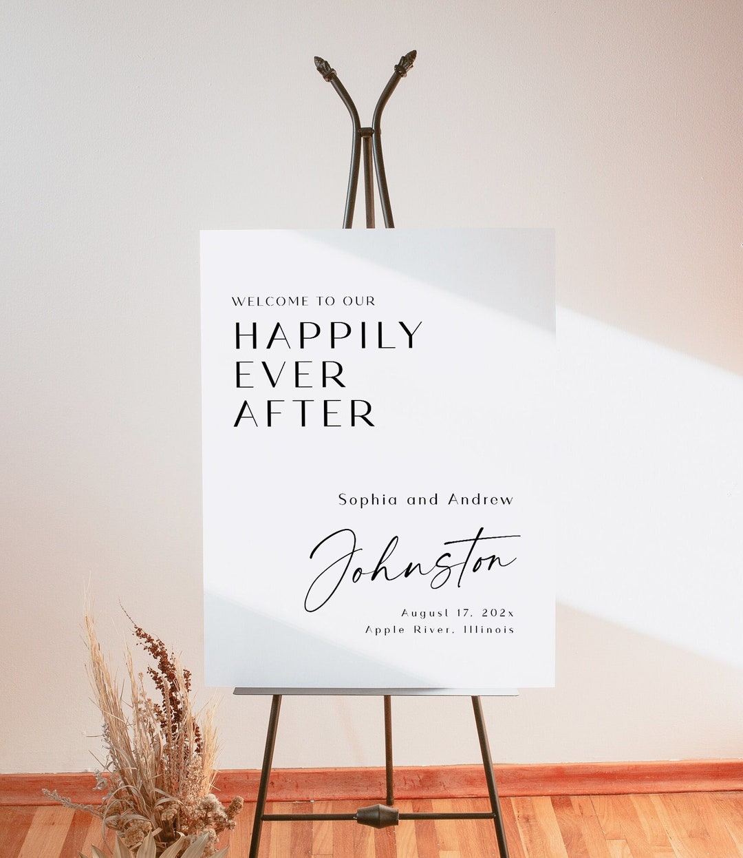 Happily Ever After Sign, Wedding Welcome Poster, Printable Wedding ...