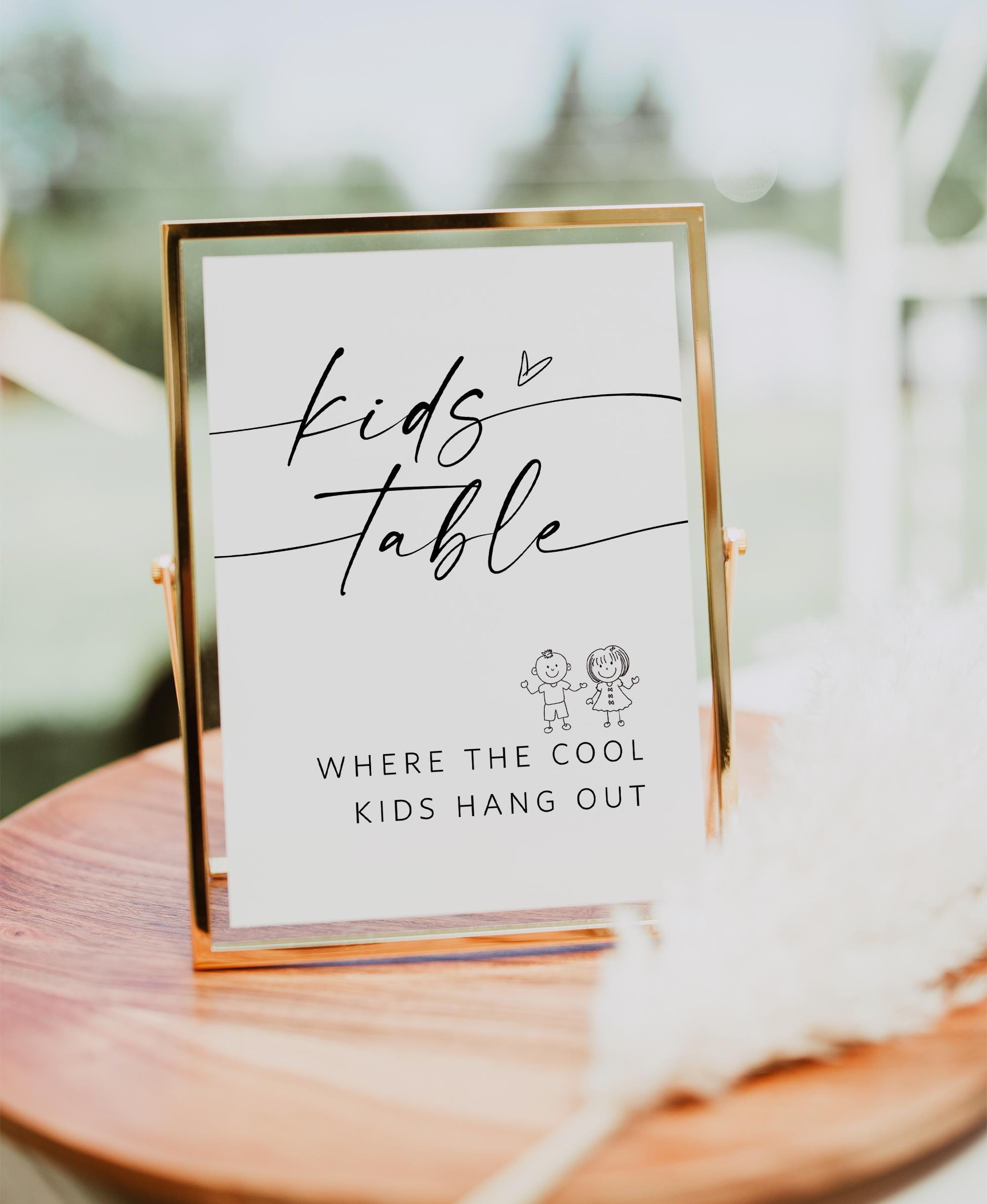 Kids Table Sign, Minimalist Wedding Children's Table Sign, Printable ...