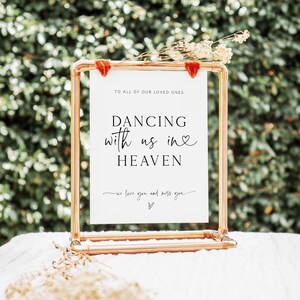 Wedding Memorial Sign, Dancing With Us in Heaven, Memory Table Sign, in ...