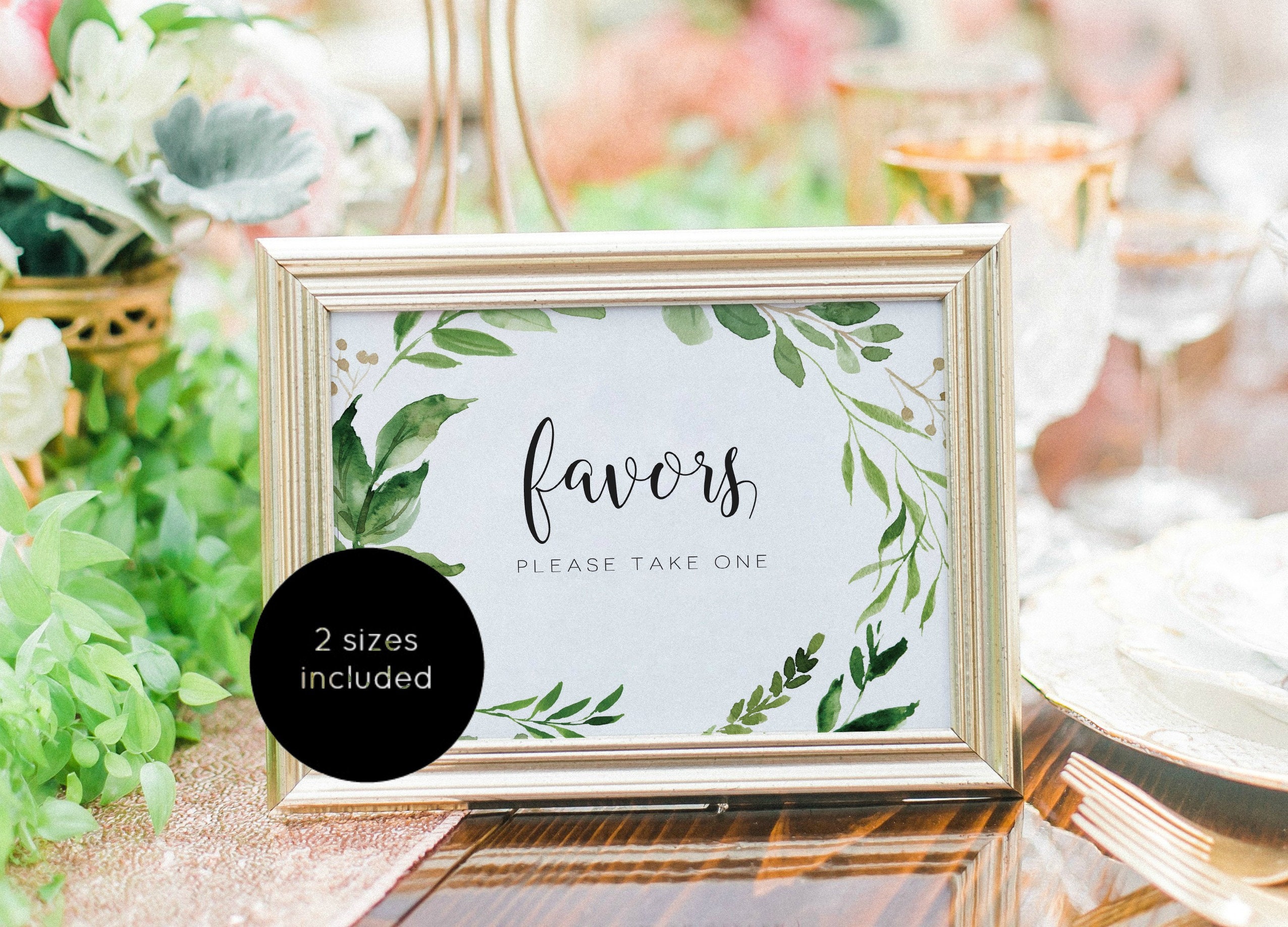 Green Wreath Favors Sign Favor Sign Template favors Sign | Etsy