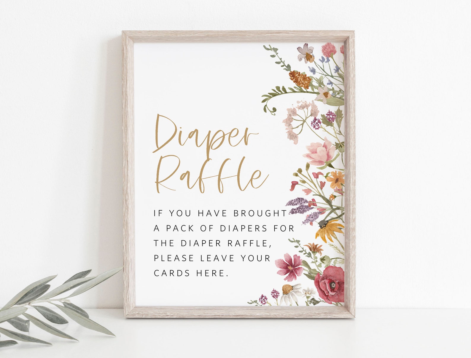 Wildflower Baby Shower Diaper Raffle Sign and Raffle Tickets | Etsy