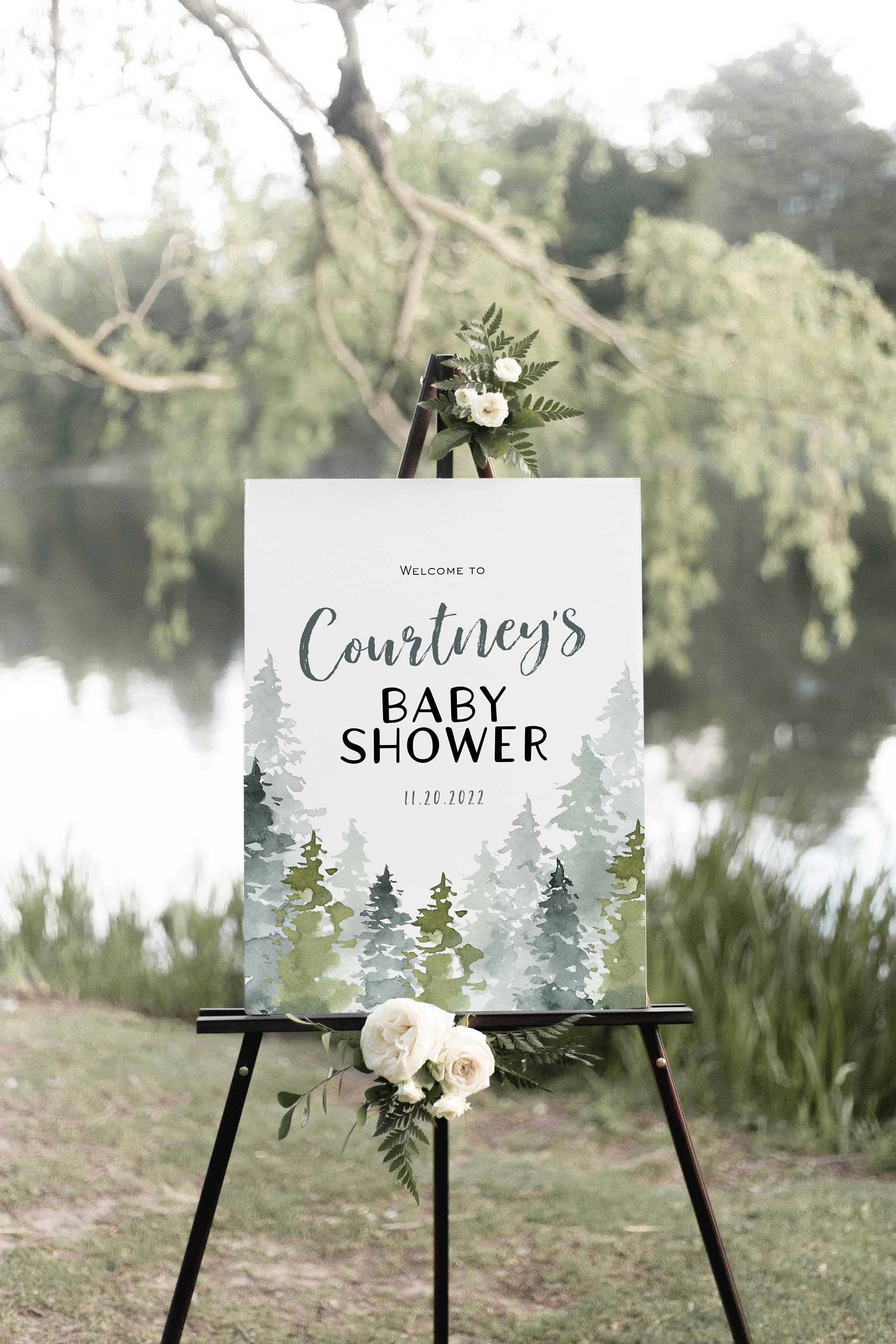 Pine Trees Baby Shower Welcome Sign Welcome Poster Pine | Etsy