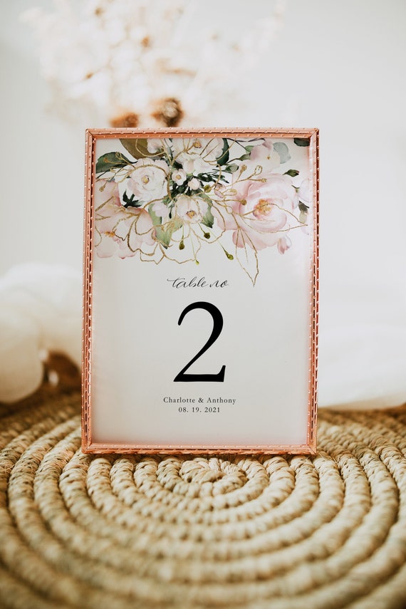 Pink Boho Table Numbers Printable Floral Table Numbers | Etsy