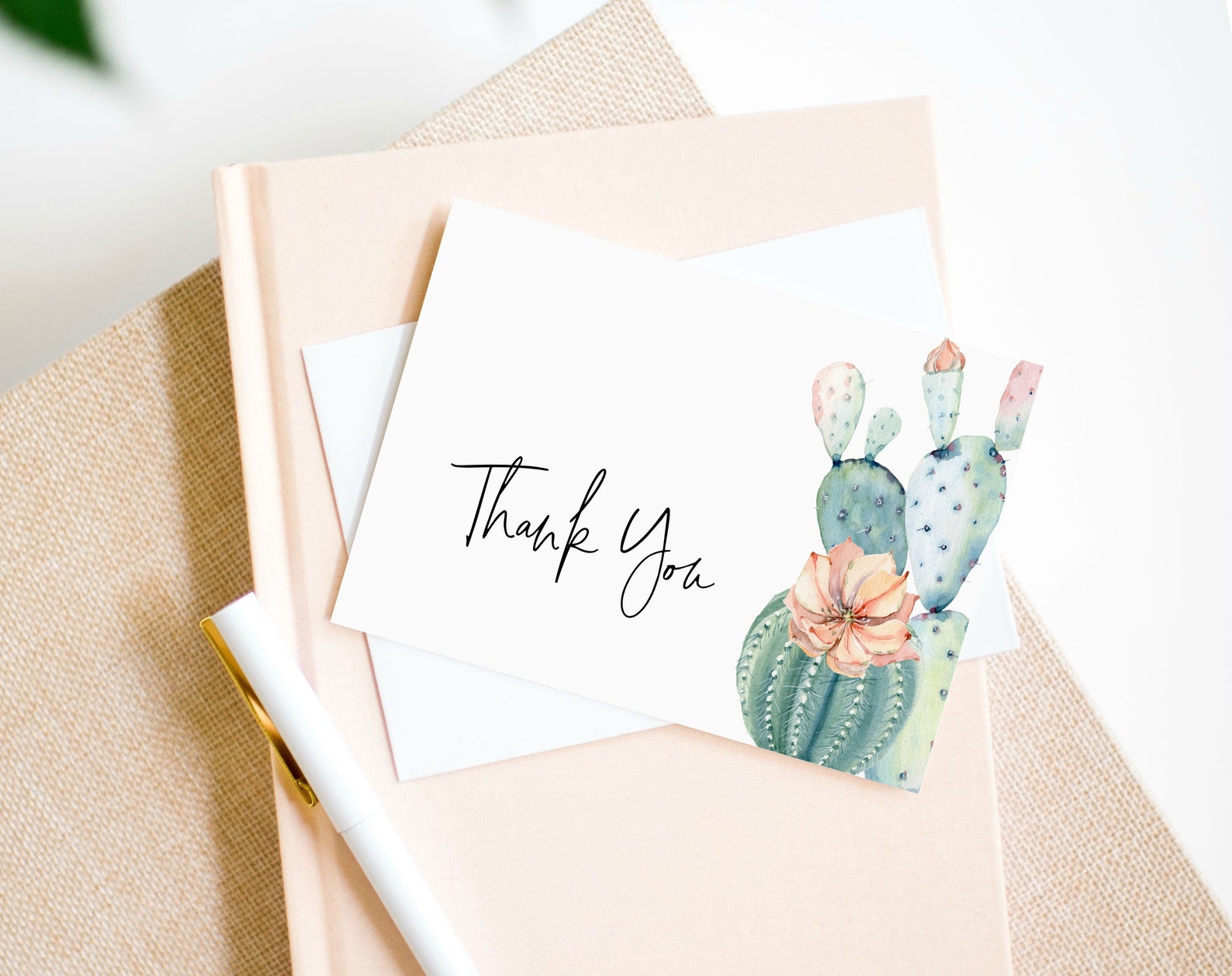 Cactus Thank You Card, Printable Thank You, Summer Folded Thank You ...