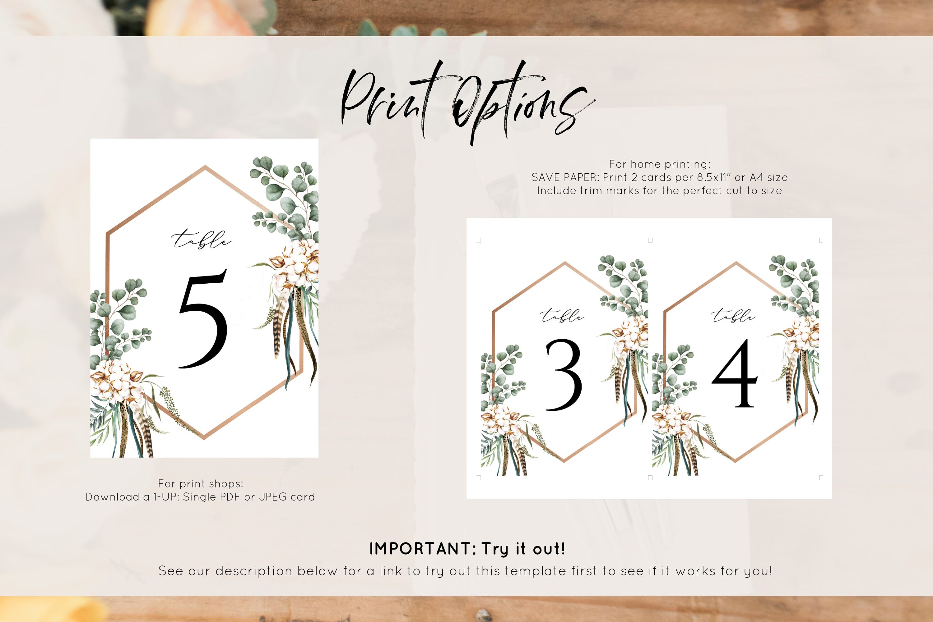 Boho Wedding Table Numbers, Modern Table Numbers, Templett Table ...