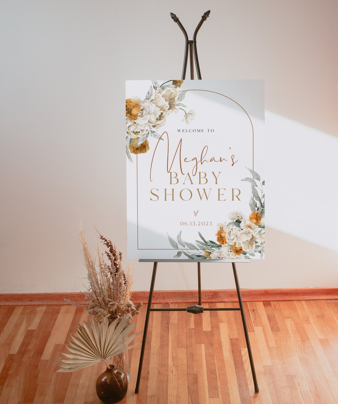 Wildflower Welcome Sign Poster, Arch Baby Shower Welcome Sign, Floral ...