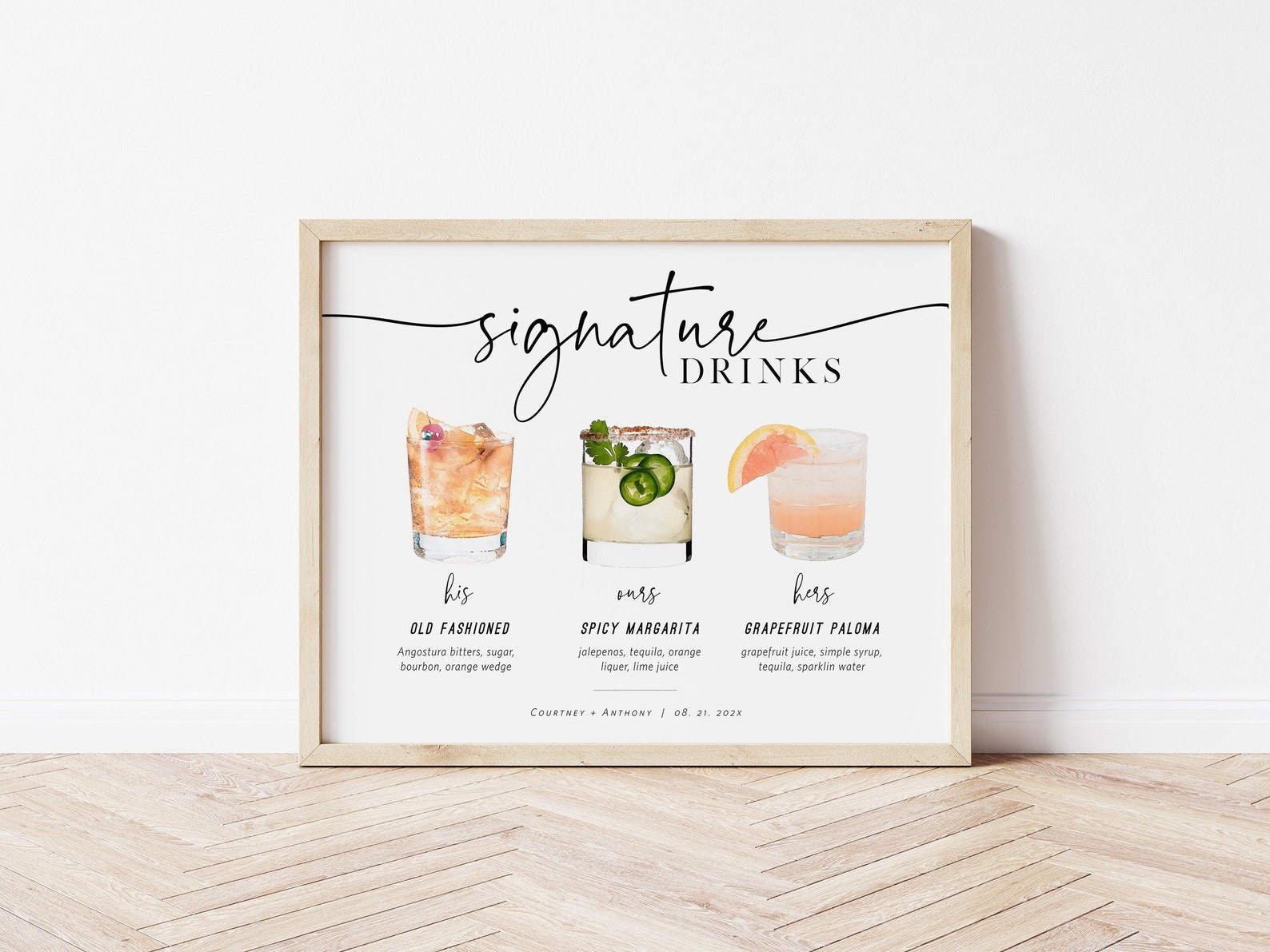Signature Drinks Sign Template Editable Signature Drinks - Etsy