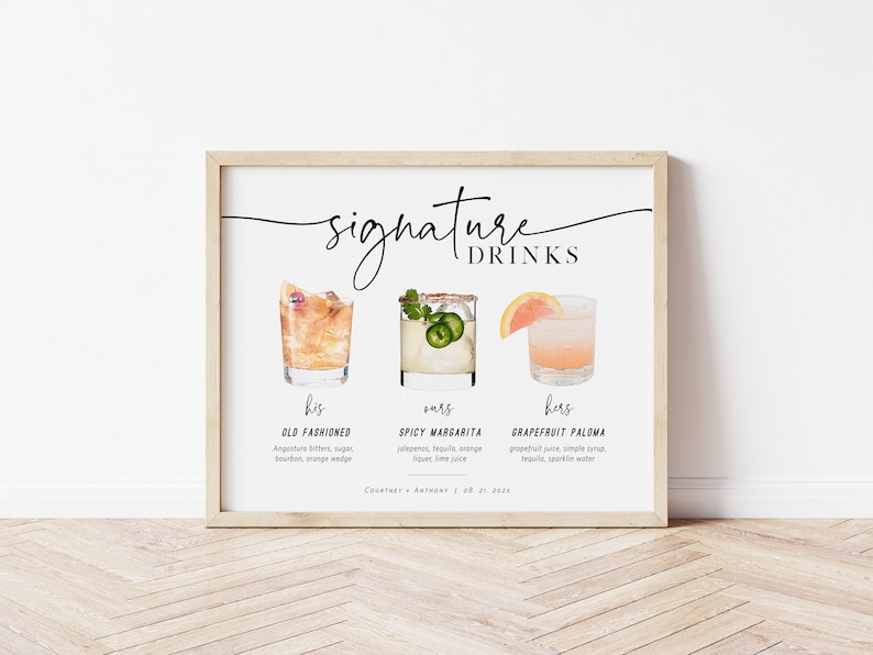 Signature Drinks Sign Template Editable Signature Drinks - Etsy