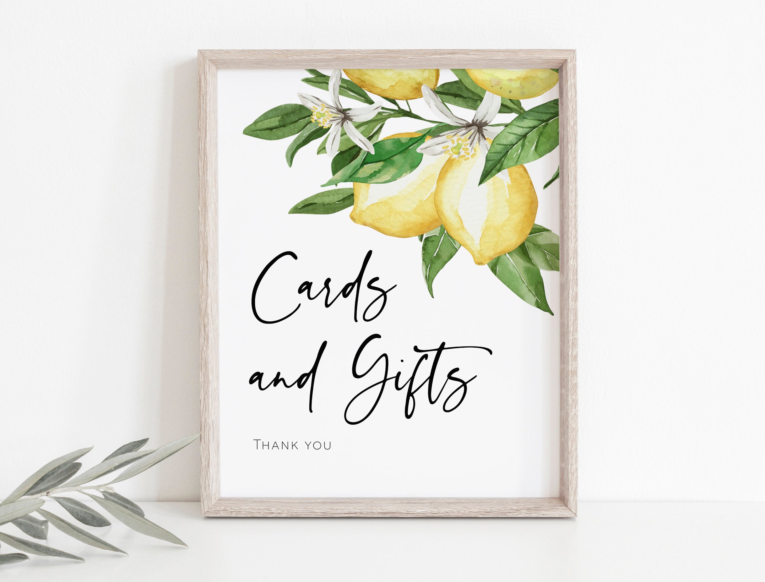 Lemon Cards and Gifts Sign, Cards and Gifts Sign Printable, Wedding ...