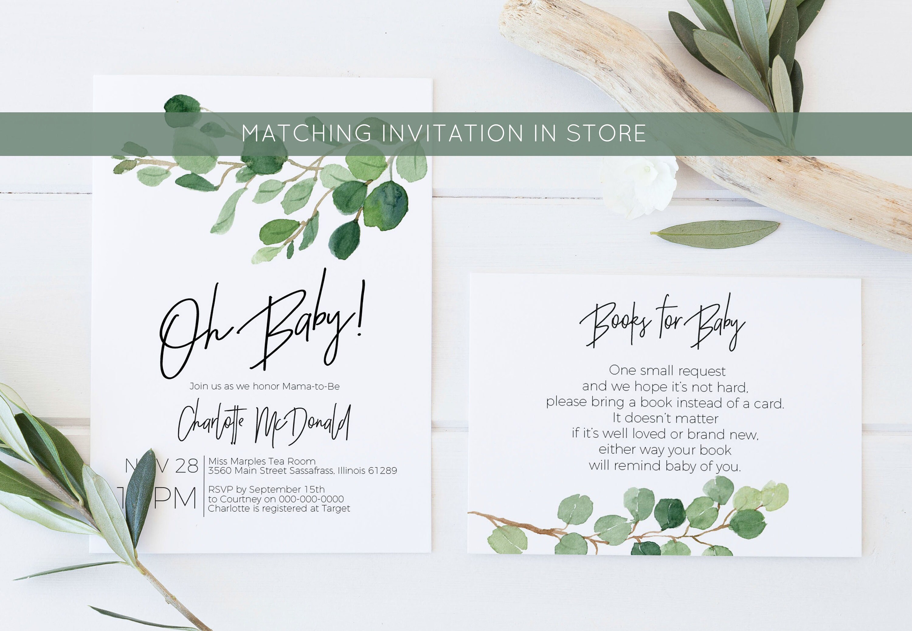 Cards and Gifts Sign Greenery Cards Sign Template Printable - Etsy