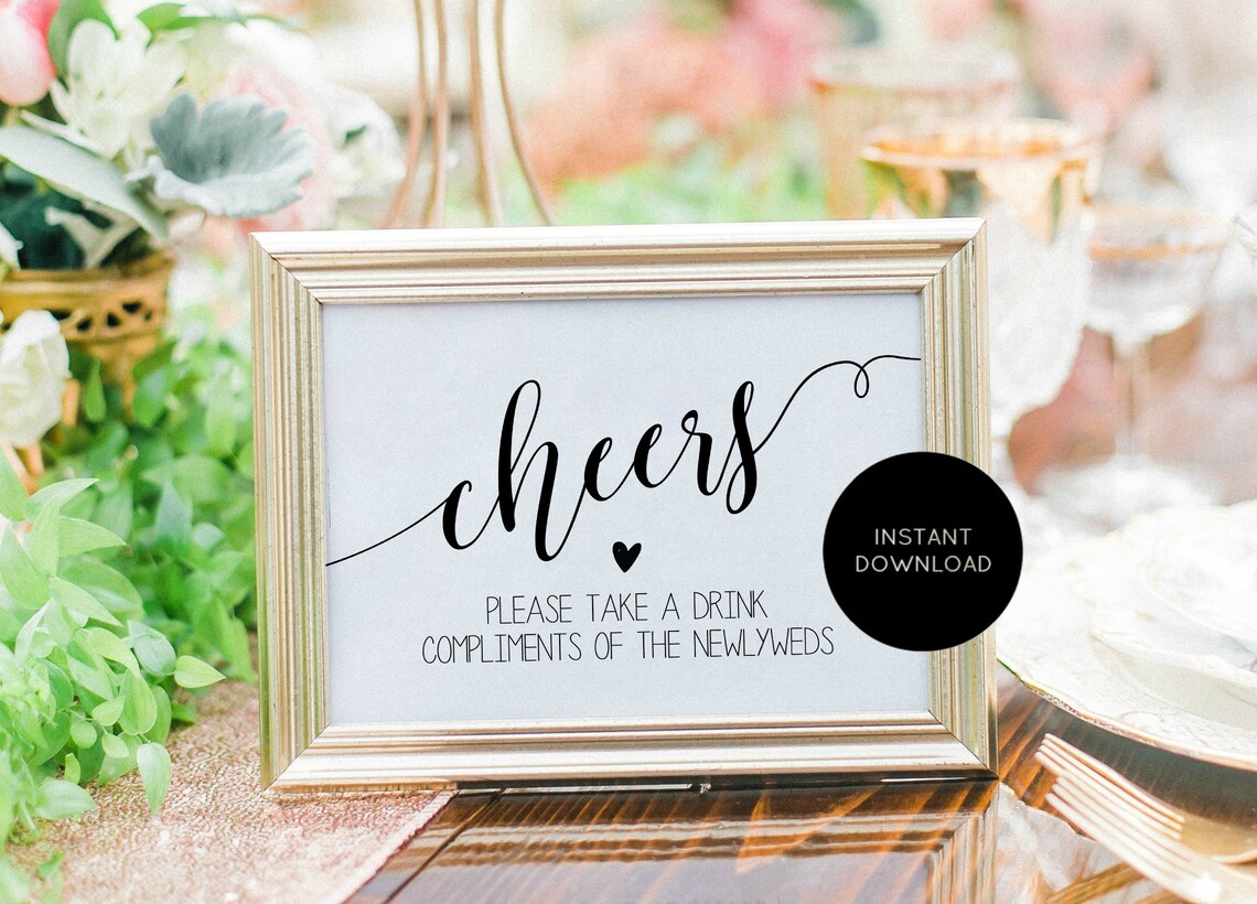 Cheers Wedding Sign Wedding Bar Sign Cheers Ceremony Sign | Etsy