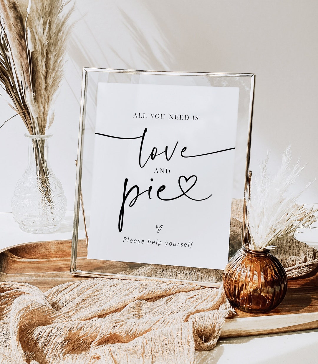 All You Need is Love and Pie Sign, Pie Bar Sign, Printable Pies Sign ...