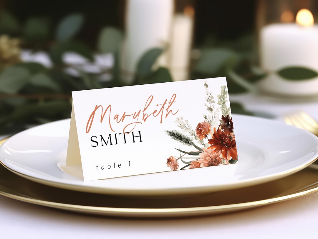 Fall Place Cards, Autumn Place Card Template, Editable Place Cards, Escort Cards, Edit With ...