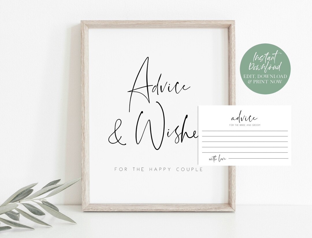 Wedding Advice Sign Template, Printable Advice Cards, Wedding Signs ...