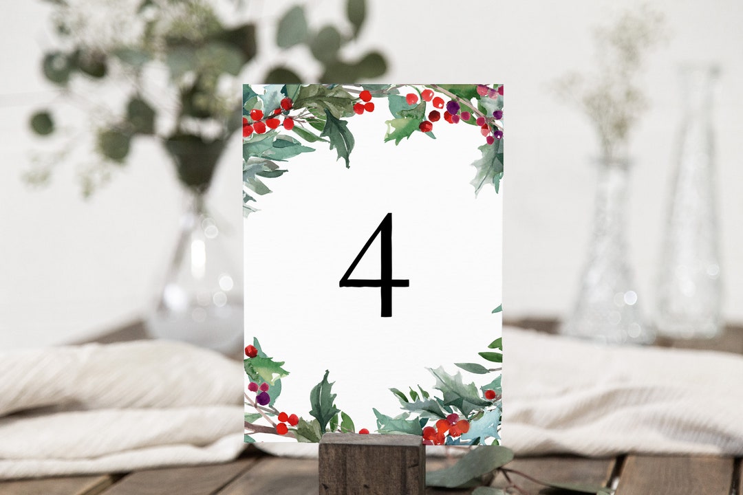 Christmas Table Numbers, Printable Table Numbers Template, Edit With ...