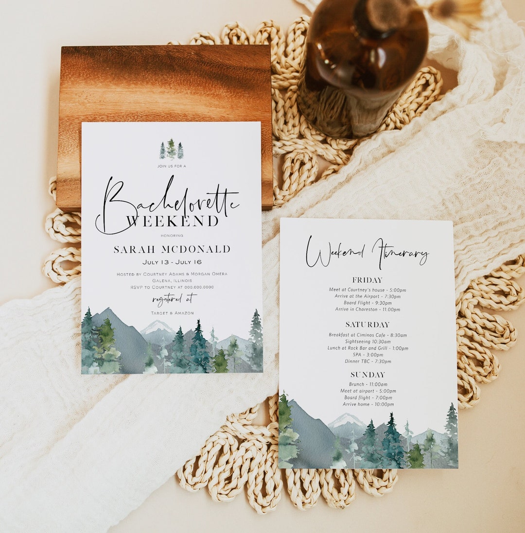 Mountain Bachelorette Weekend Invitation, Bridal Shower Invitation ...