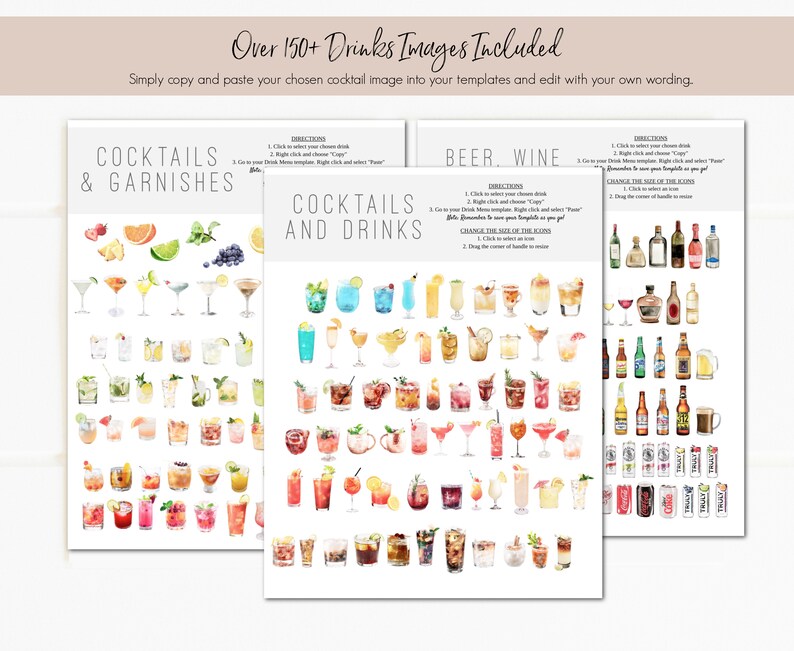 Script Drinks Sign Printable Bar Menu Template Editable Bar - Etsy