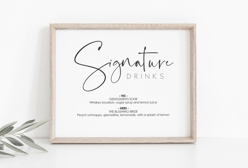 Signature Drinks Sign Printable Signature Drinks Sign Drinks - Etsy