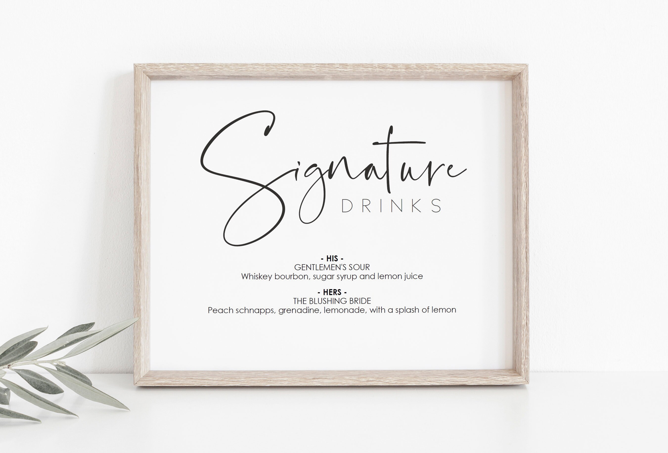 Signature Drinks Sign Printable Signature Drinks Sign Drinks | Etsy
